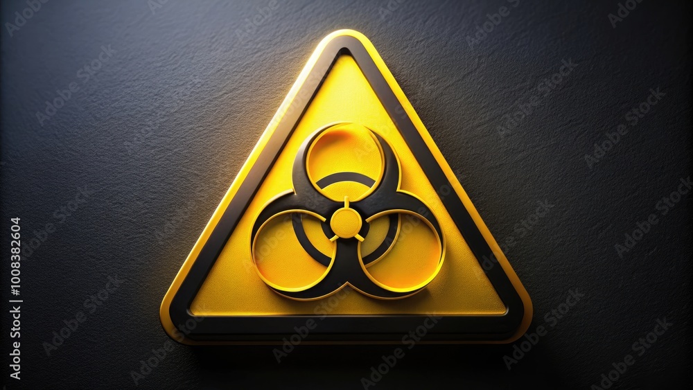 Caution Symbol for Biohazardous Materials with Glowing Yellow and Black ...