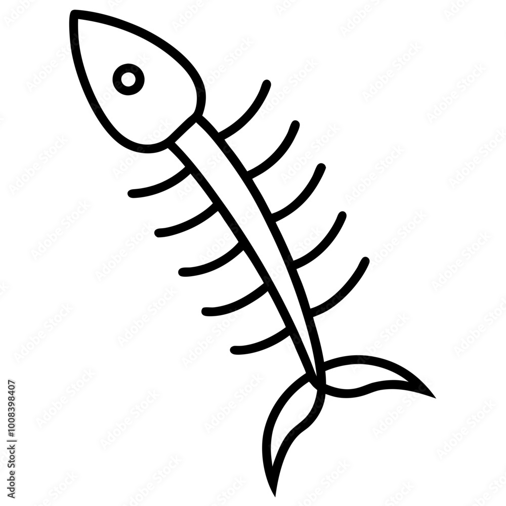 fish bone icon with Transparent Background Clipart Stock Vector | Adobe ...