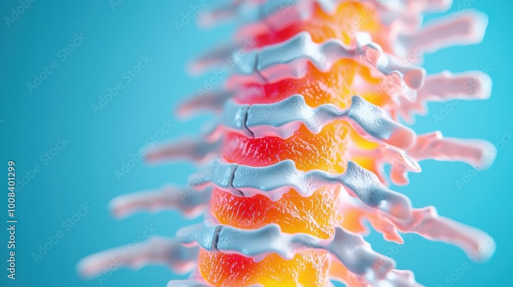 Ilustración de Stock 3D medical model of spine with a bulging disc ...