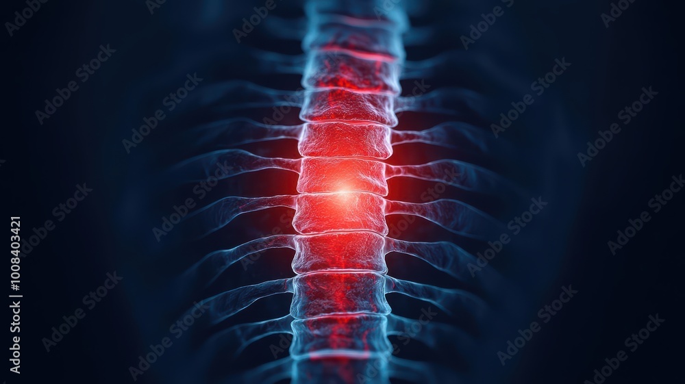 Anatomical illustration of herniated disc pressing on spinal nerve ...