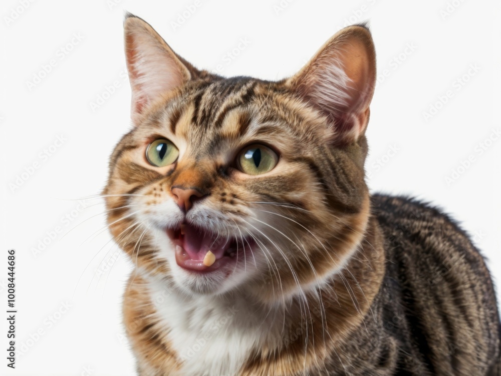 A meowing surprised cat isolated on a transparent background in png ...