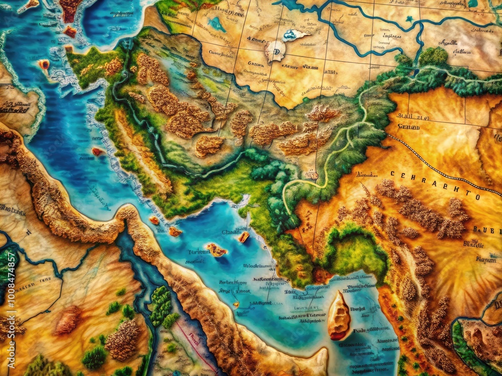 Detailed Historical Map of the Persian Empire Highlighting Major ...