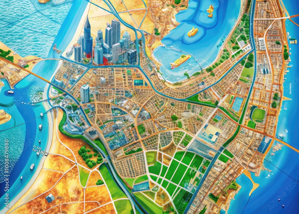 Detailed Map of the Emirate of Dubai Featuring Landmarks, Districts, and Major Transportation ...