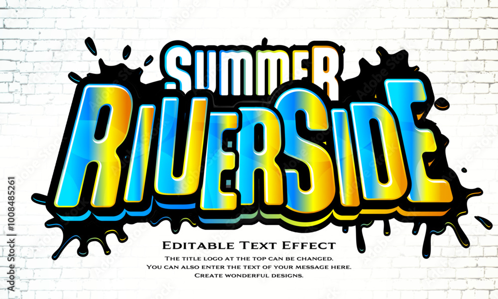 ”River Side Summer” editable graffiti title logo text style effect ...