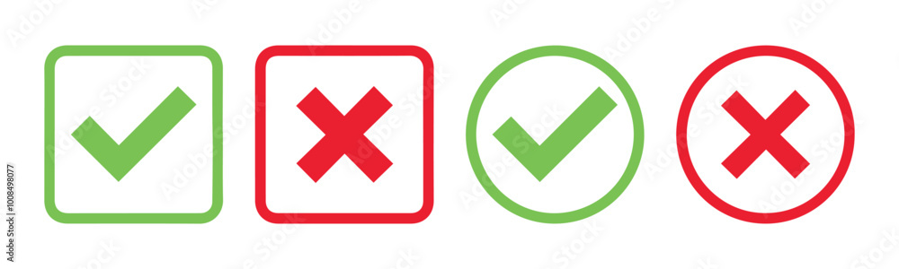 Vector de Stock check mark icon button set. check box icon with right and wrong buttons and yes ...