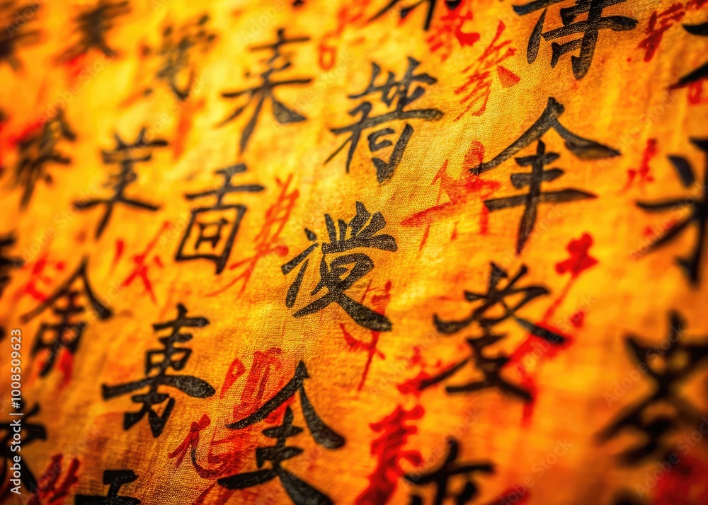 Elegant Chinese Characters on Rice Paper Background for Cultural and ...