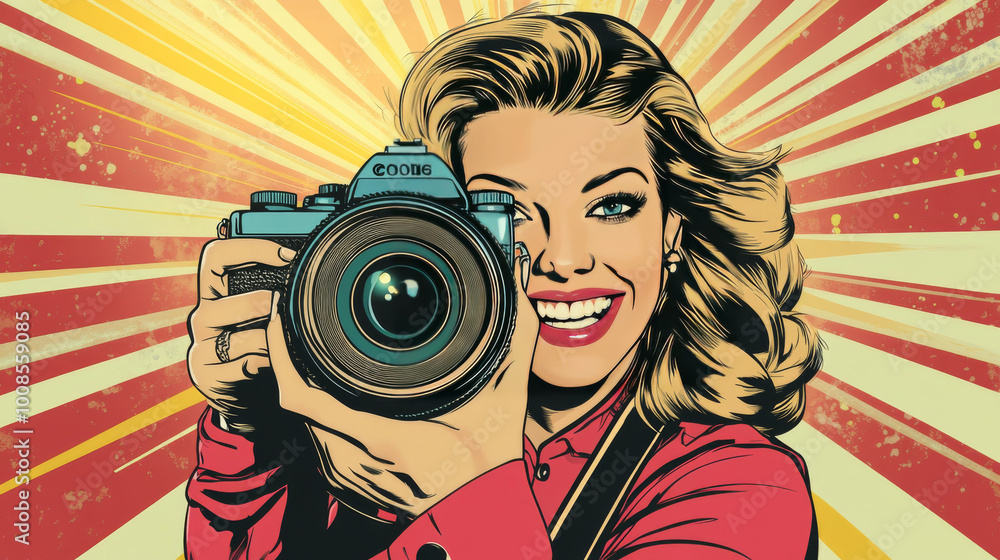 A paparazzi photographer is snapping pictures with their camera. A ...