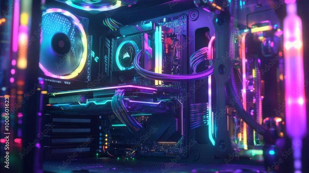 High-performance gaming PC case with clear window, colorful LED lights ...