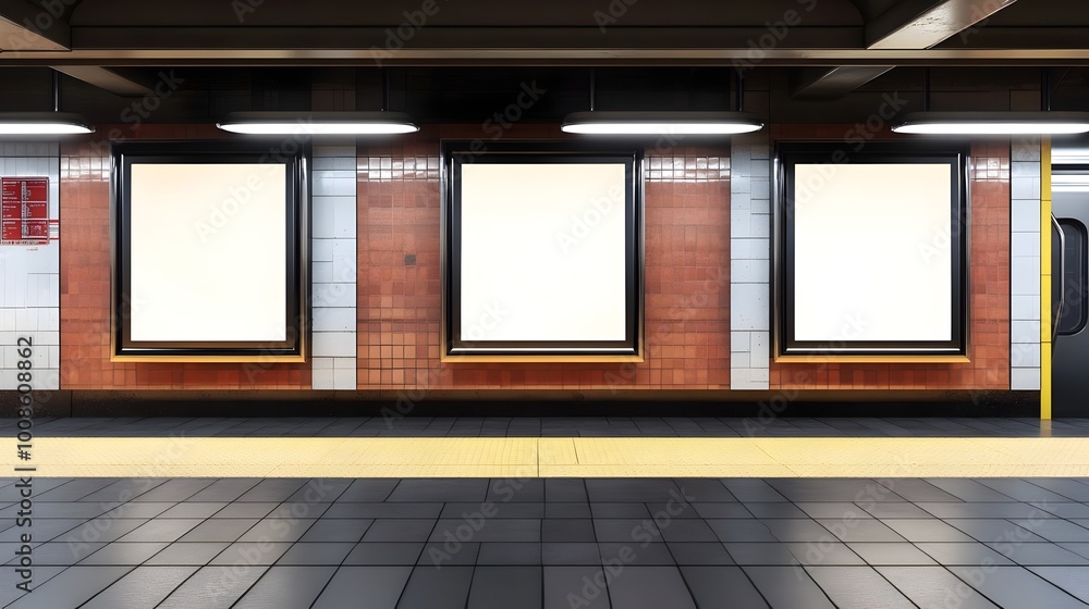 Ilustración de Stock Subway Signs, Poster, Billboard Mockup Large ...