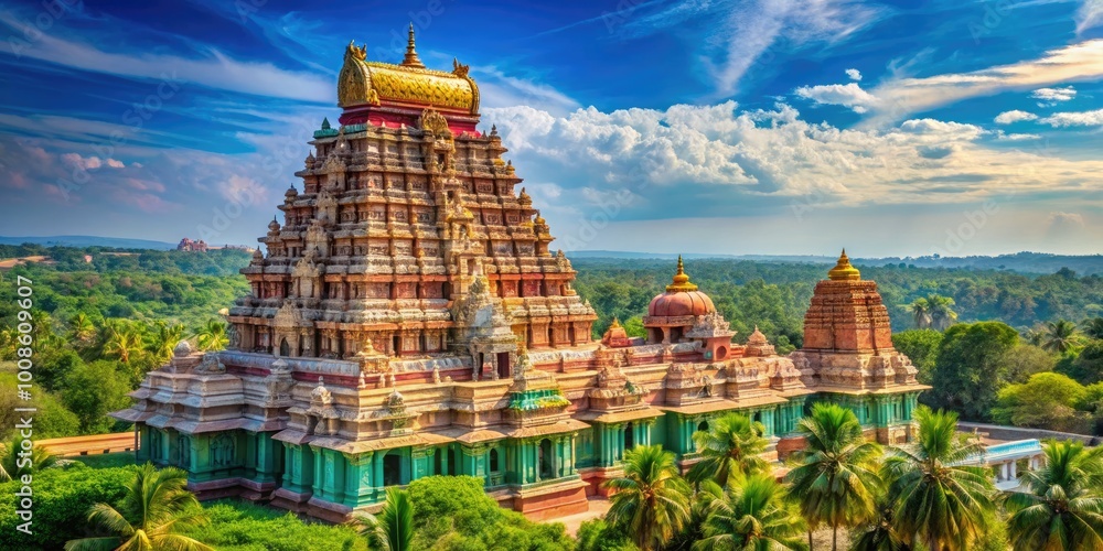 Majestic Ranganathaswamy Temple Architecture Surrounded by Lush ...