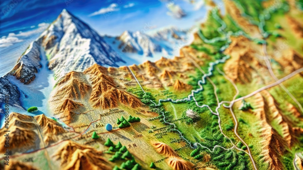 Sierra Nevada Mountains Highlighted on Detailed Map of the United ...