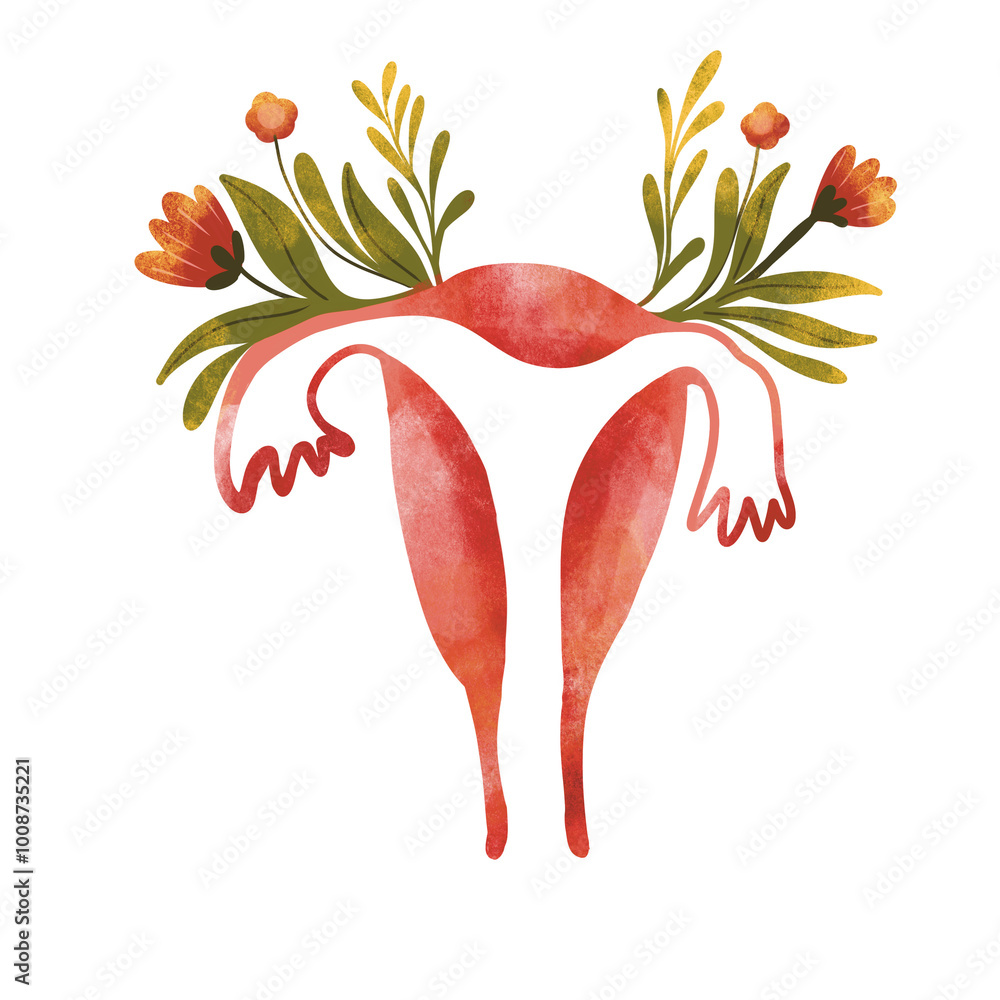 Hand drawn water color style of female Reproductive System, female reproductive system Stock ...
