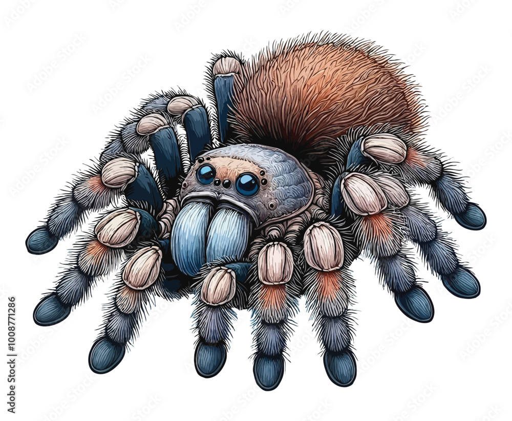 Cute Tarantula Vector Cartoon color on a white background Stock Vector ...