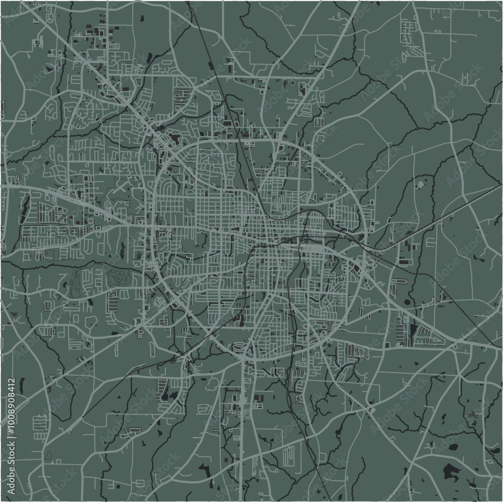 Map of Dothan in Alabama in a smooth dark style. Contains layered ...