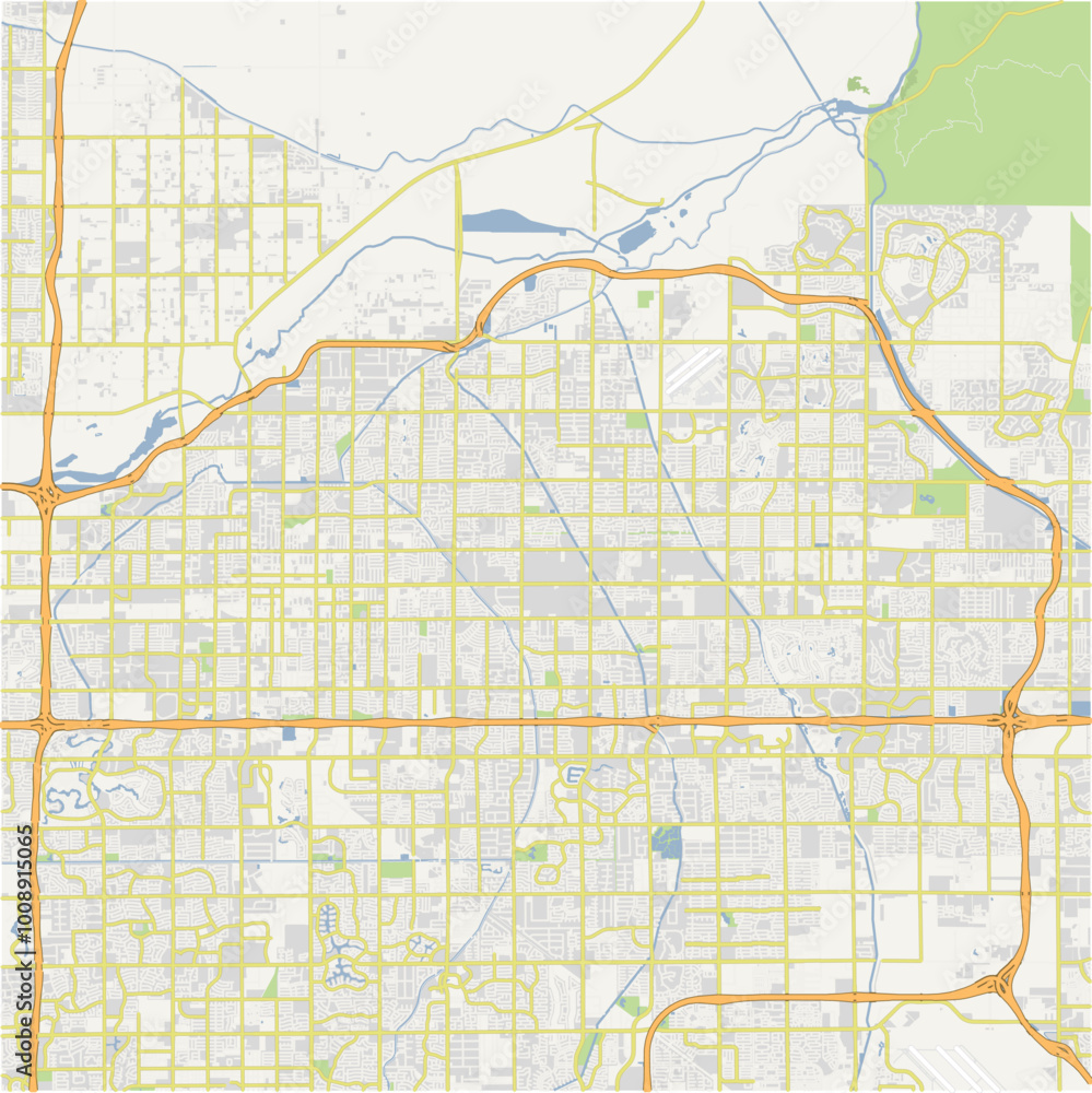 Map of Mesa in Arizona in a normal road map style. Contains layered ...