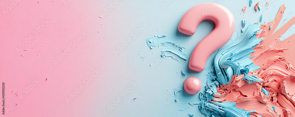 Bold question mark symbol with textured surfaces, set against a ...