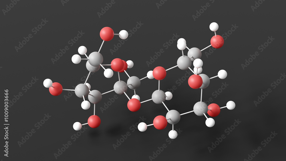 sucrose molecule 3d, molecular structure, ball and stick model ...