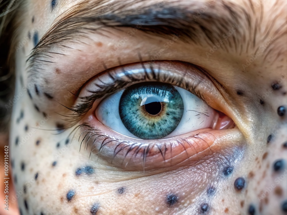 Close-up of gray spots on sclera, highlighting potential health issues ...