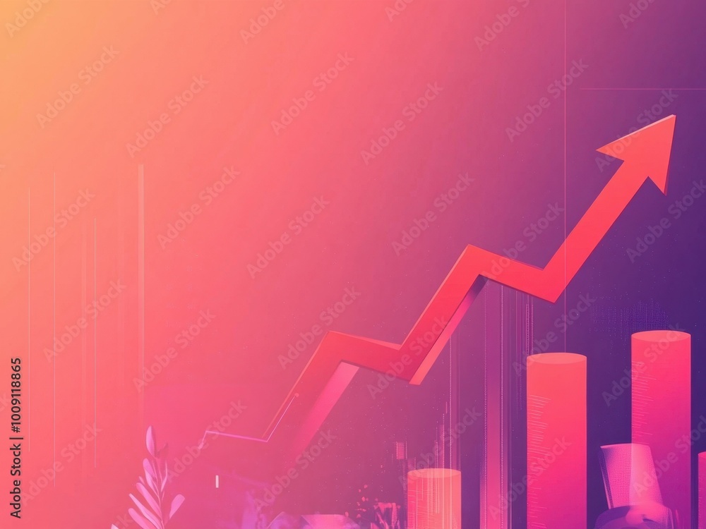 Banner background with upward arrow and money symbols representing ...