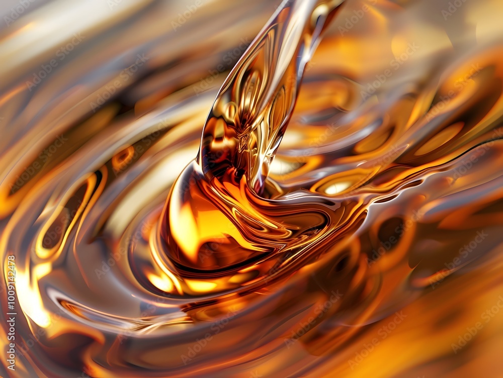 Smooth Amber Liquid Swirling and Catching the Light in a Glass ...