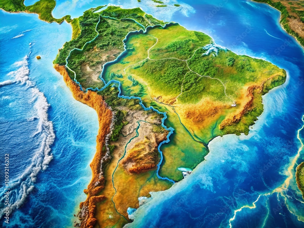 Detailed Map of South America Highlighting the Amazon River and Major ...