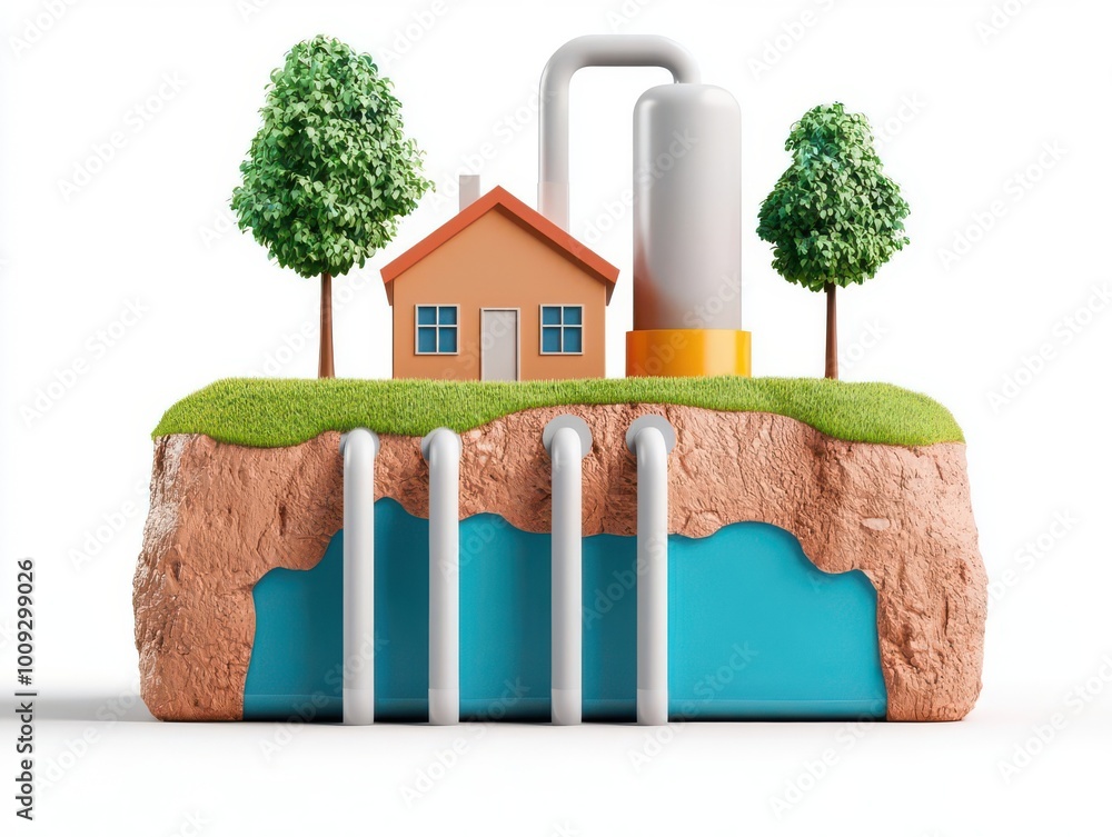 Conceptual diagram showing geothermal energy extraction from deep ...