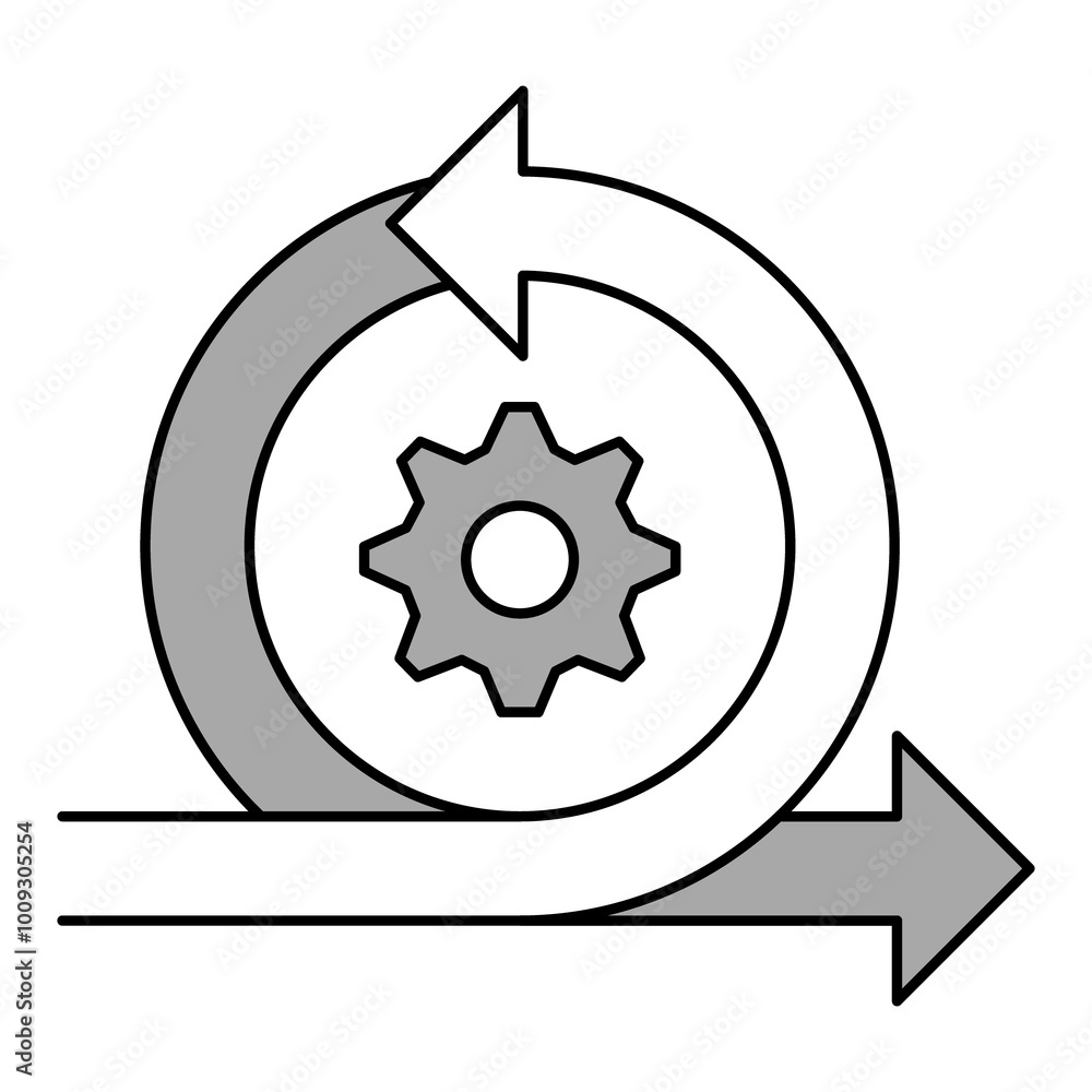 Agile Process vector icon, gear and cycle arrow icon, iterative ...