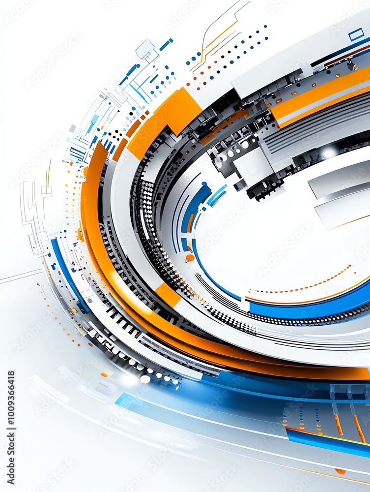 Abstract technology design with circular forms and vibrant colors ...