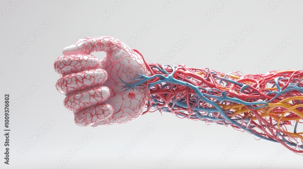 Stock-Illustration „A 3D model showing the lymphatic system in the arm ...
