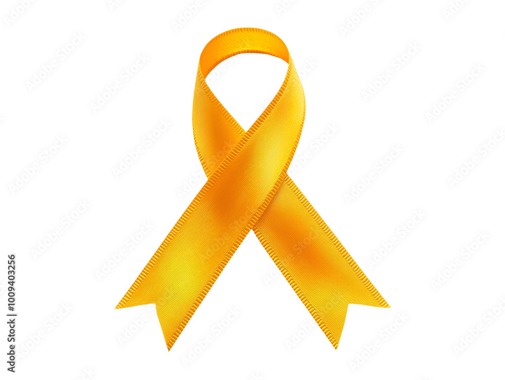 Yellow suicide prevention awareness ribbon isolated on transparent or ...