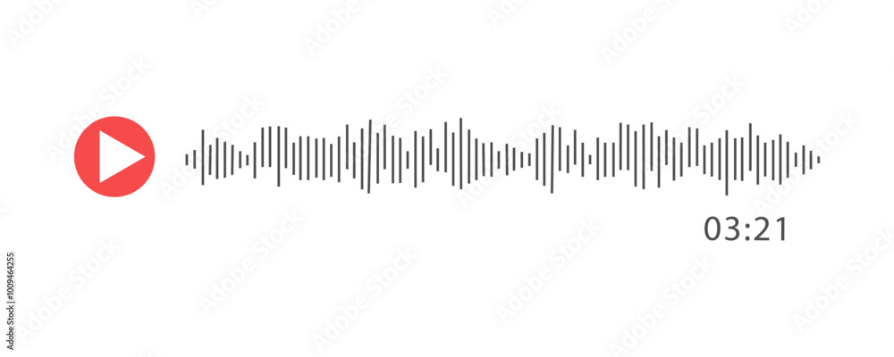 Media Concept Voice Message Wave Audio Speech Spectrum Noise With Play Button Music Player