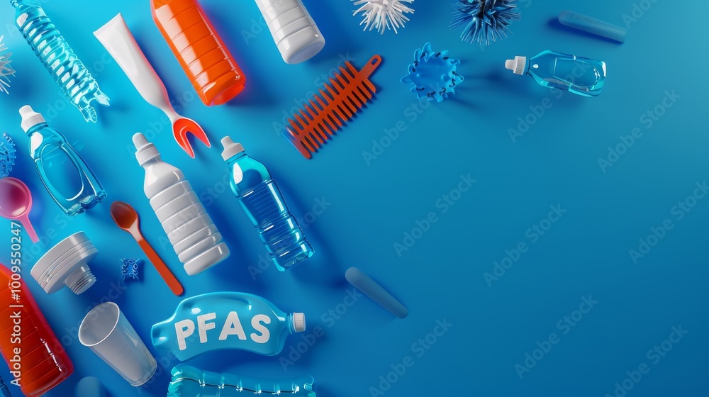3d visualization of PFAS contamination in plastic bottles and items on ...