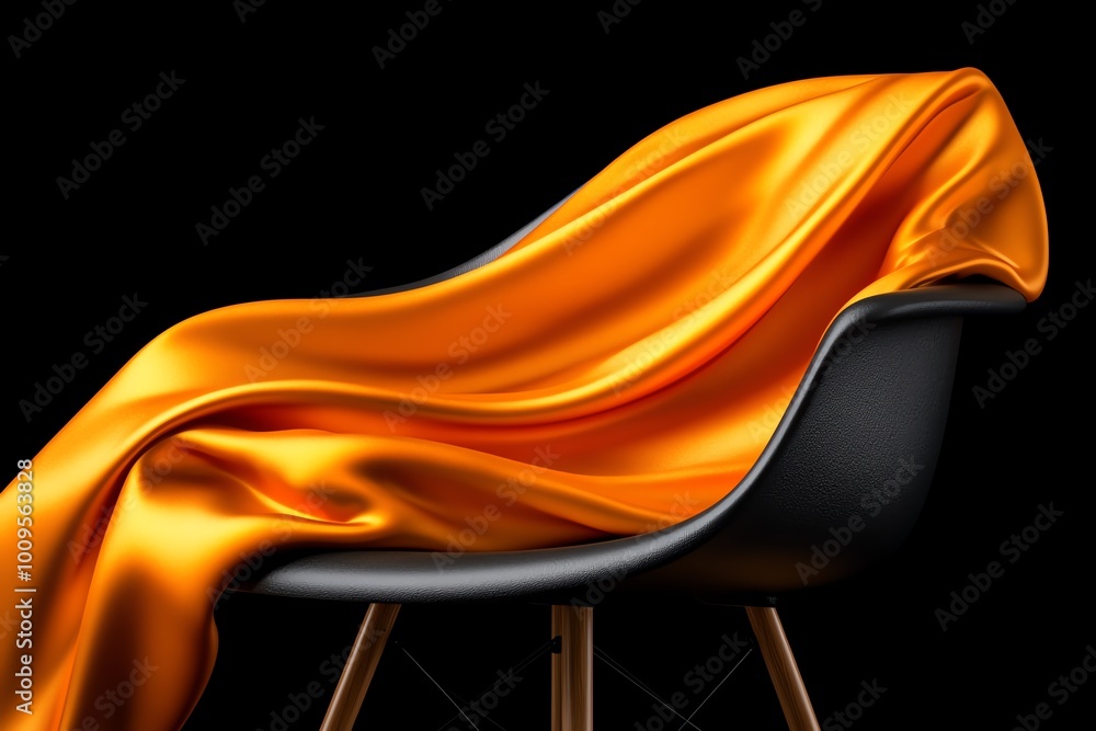 Hyper-realistic view of a piece of Thai silk draped over a chair, with ...