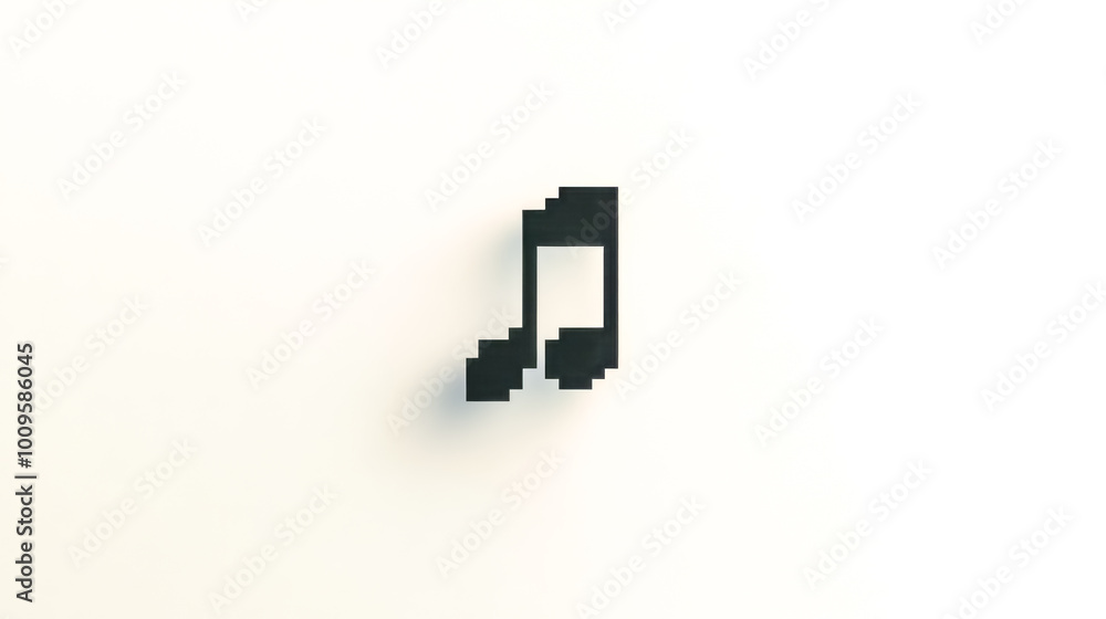 Pixelated music note floating on white background Stock Illustration ...