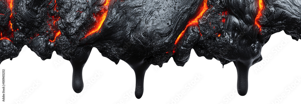 Dripping magma lava border isolated on transparent background. Stock ...
