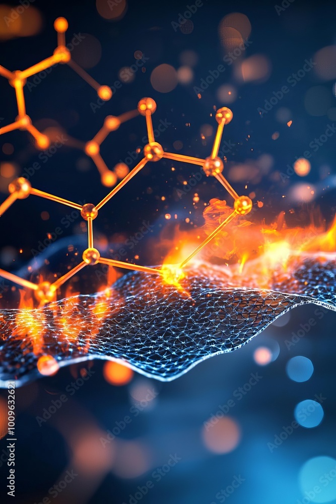 Digital representation of heat dispersing through a graphene sheet ...
