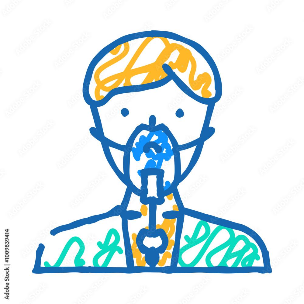 oxygen mask face doodle icon sketch vector. oxygen mask face sign ...