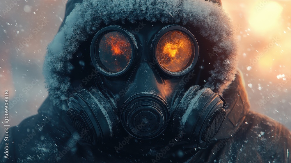 Generative ai nuclear winter and atomic explosion consequences. Man in ...