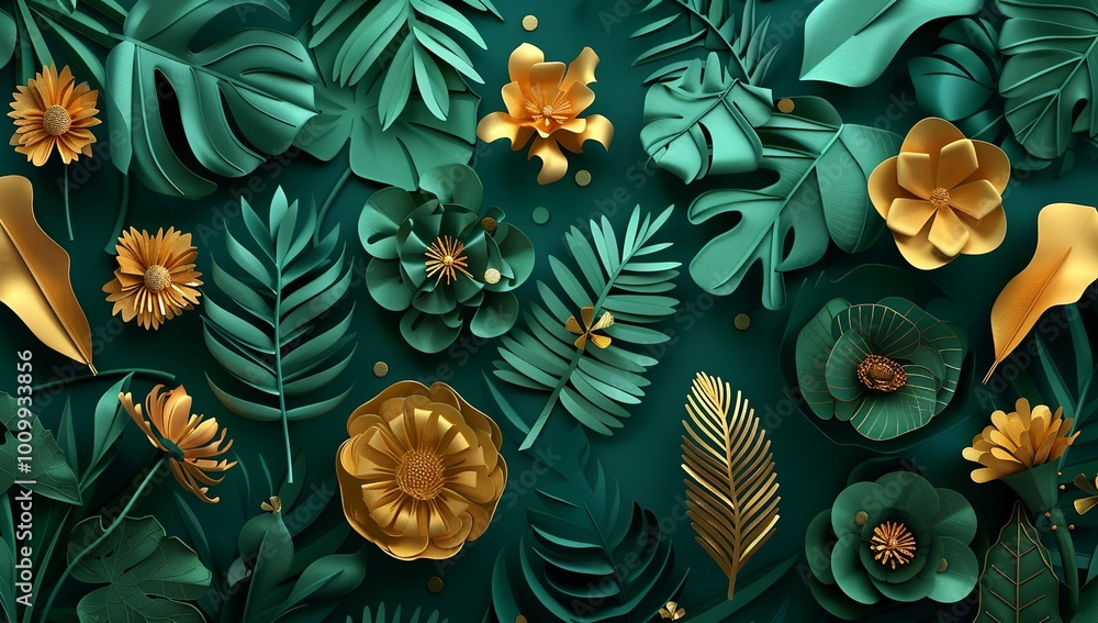 3D paper art depicting different types and sizes of green backgrounds ...
