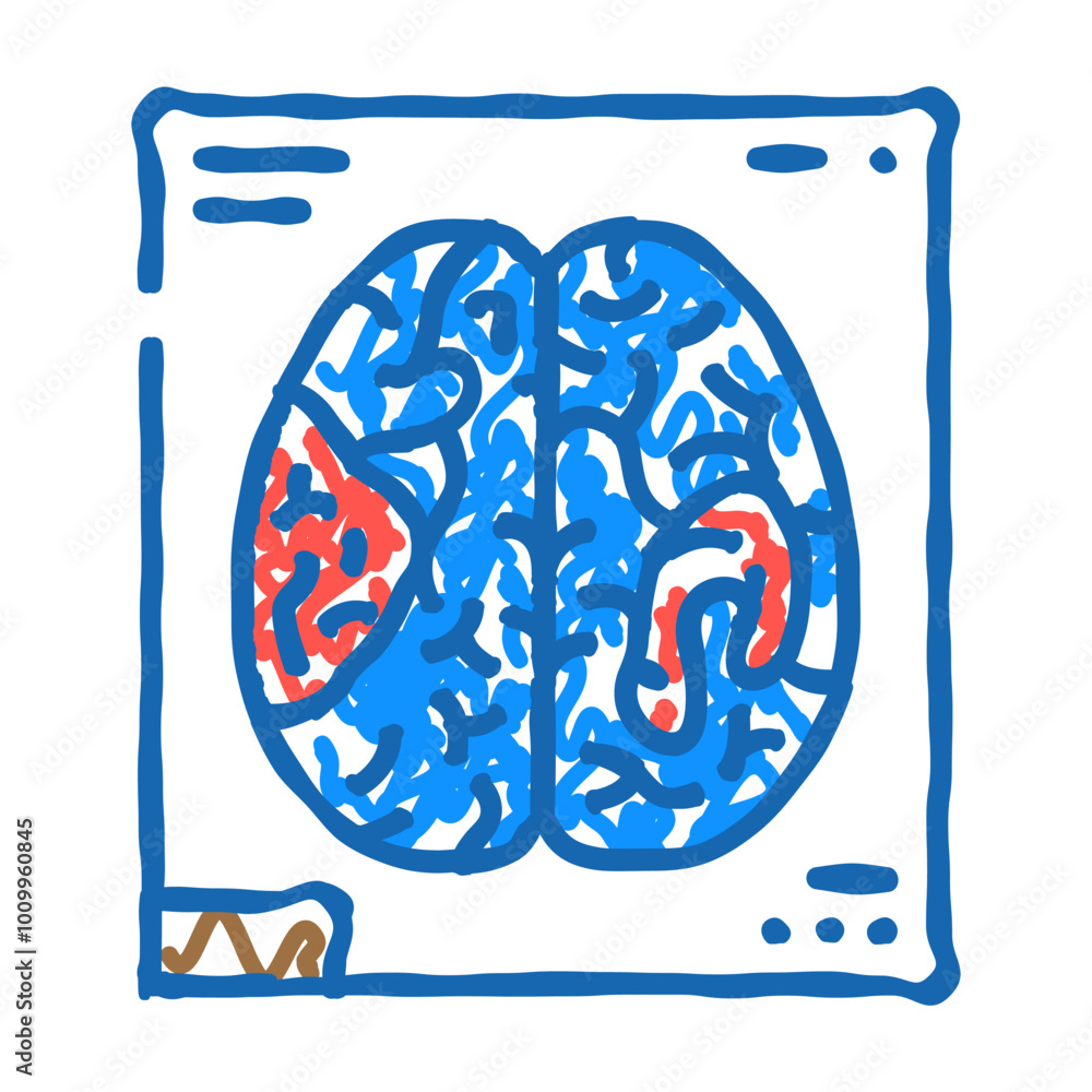 functional mri neuroscience neurology doodle icon sketch vector ...