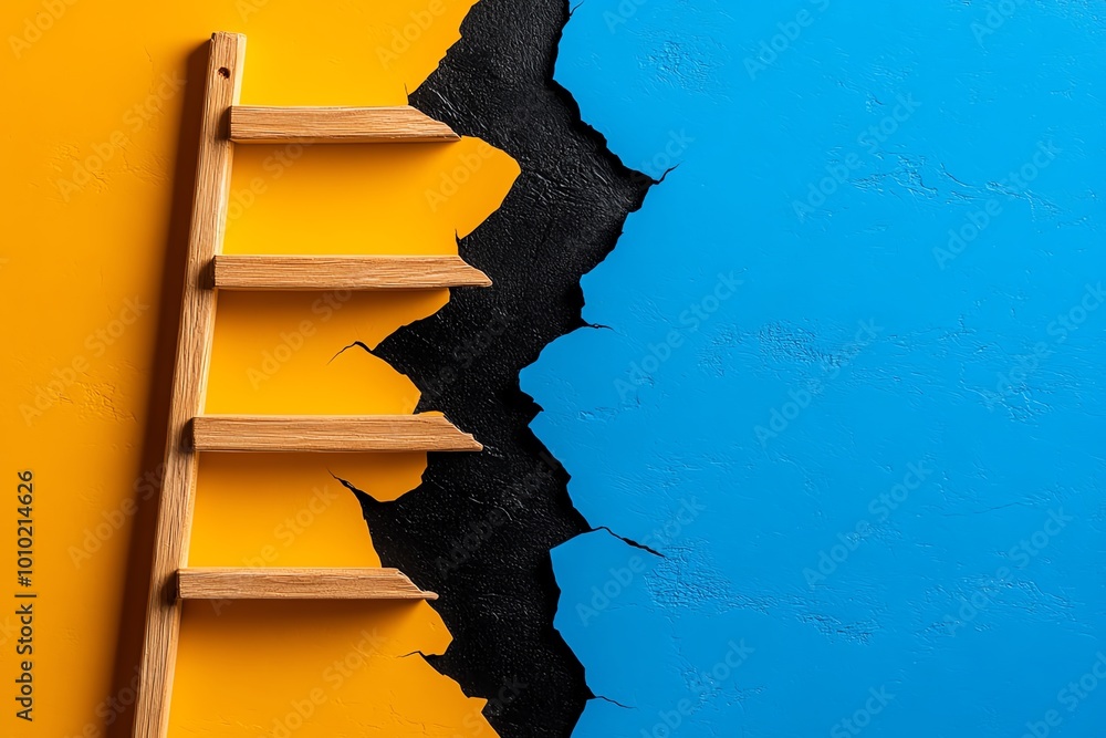 Geometric design of a broken ladder, using abstract shapes to symbolize ...