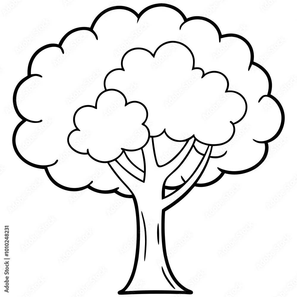 cartoon tree outline coloring book page line art drawing Stock Vector ...
