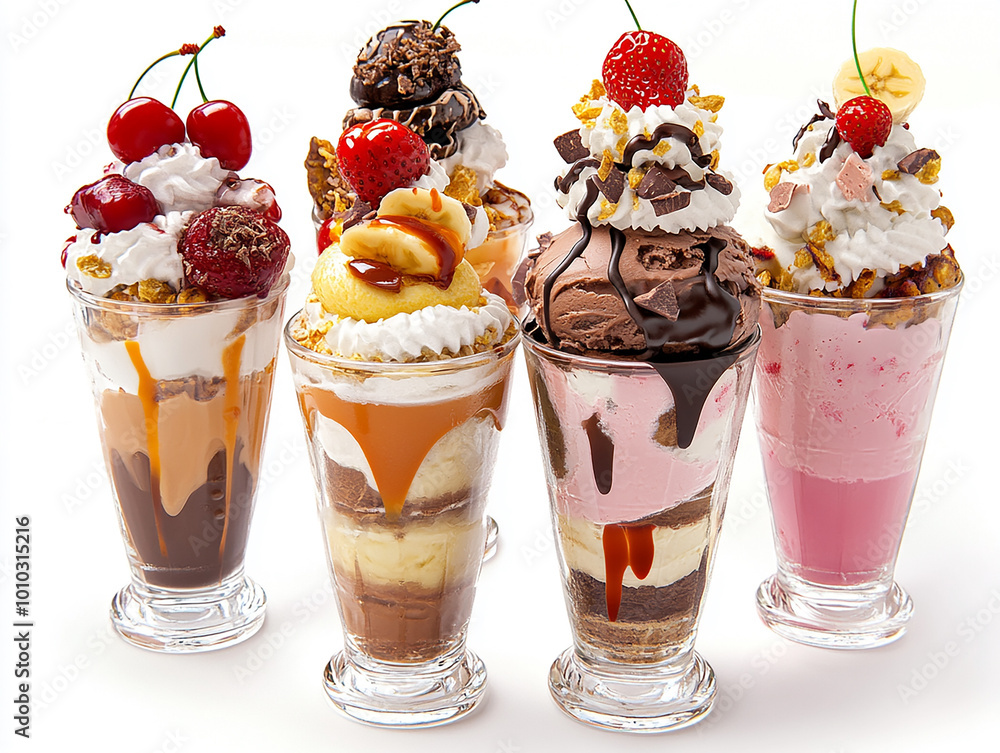 Collection of Sundae sundaes milkshake ice cream frozen dessert in ...