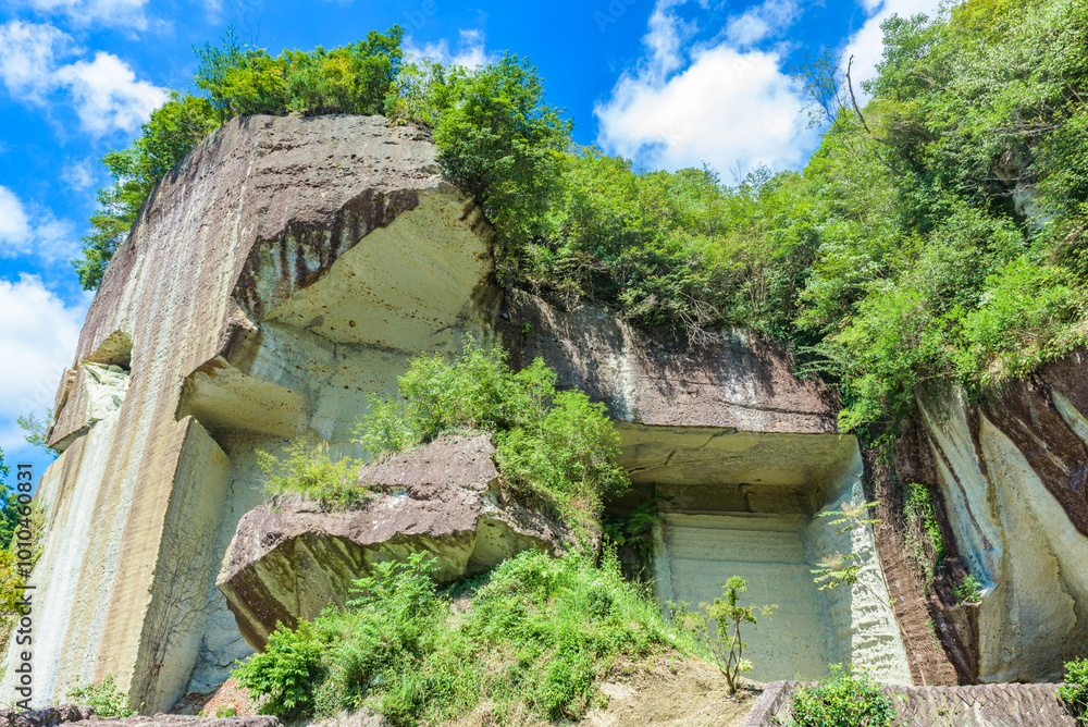 Oya-ishi (Oya stone) quarry site at the Oya History Museum, Utsunomiya ...