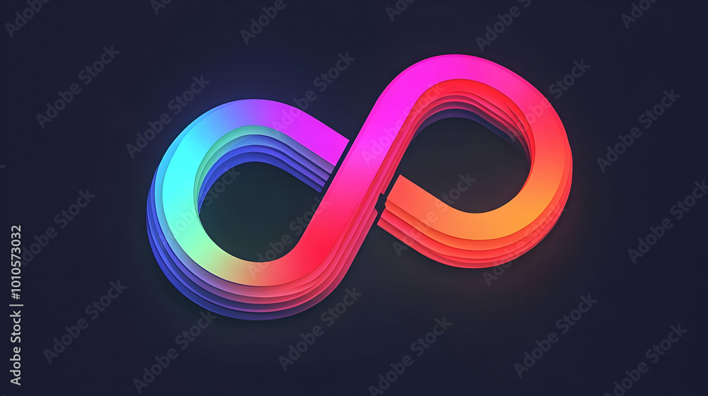 Colorful infinity sign on dark background Stock Photo | Adobe Stock