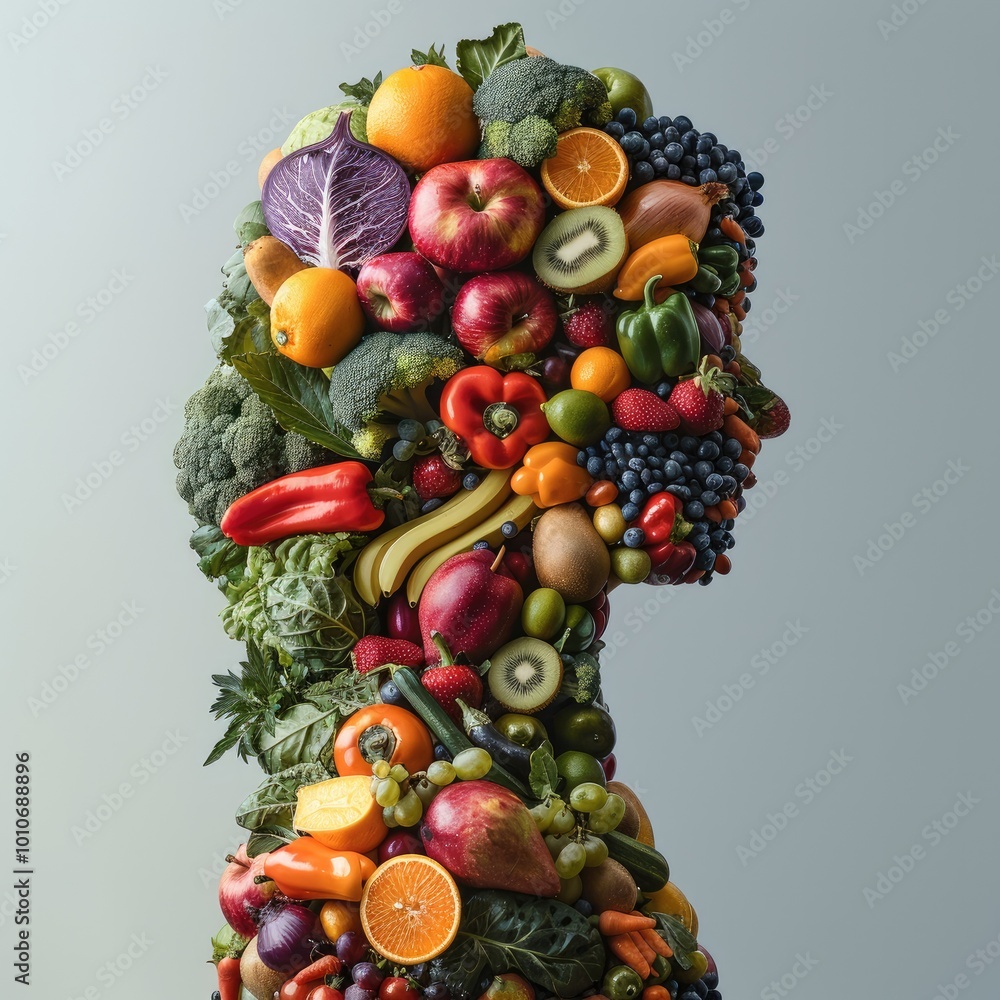 A full-body side profile of a female human figure made entirely from ...