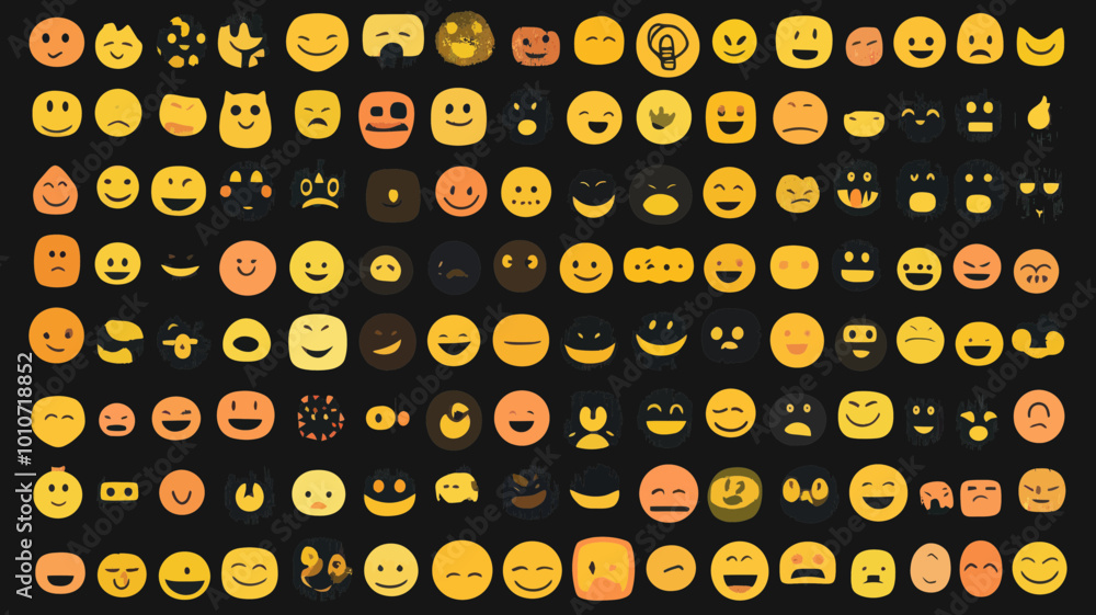 Vector Emoticon Set - 100+ Editable Smileys, Unique Facial Expressions ...
