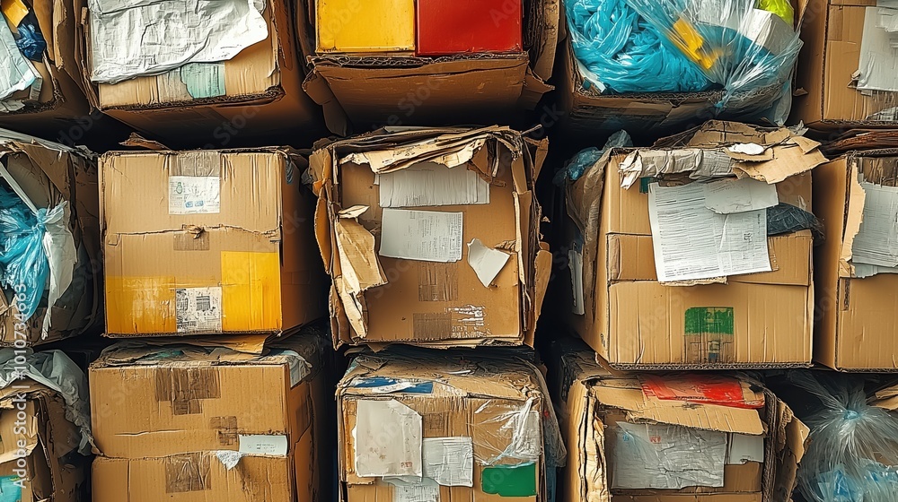 Stacked cardboard boxes awaiting recycling illustrate the importance of ...