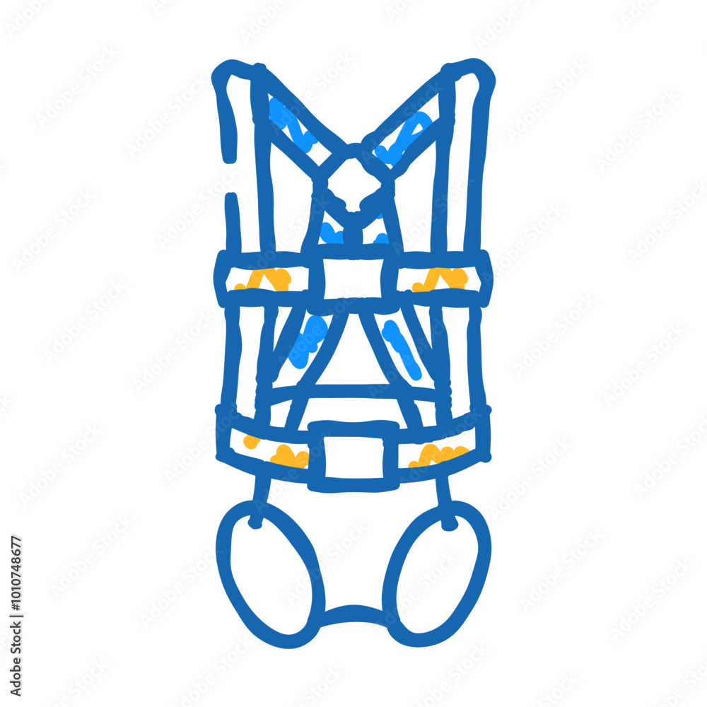 safety harness ppe protective equipment doodle icon sketch vector ...