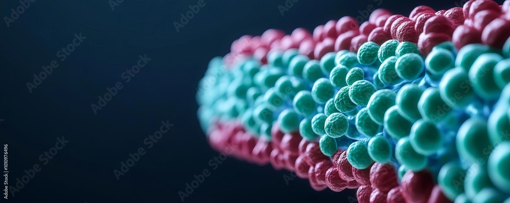 Prokaryotic membrane, phospholipid bilayer structure, 3D rendering ...